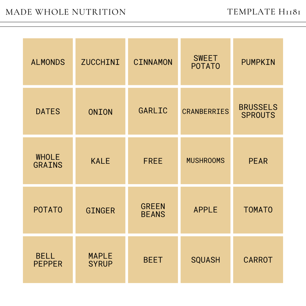Autumn Seasonal Eating Bingo — Functional Health Research + Resources ...