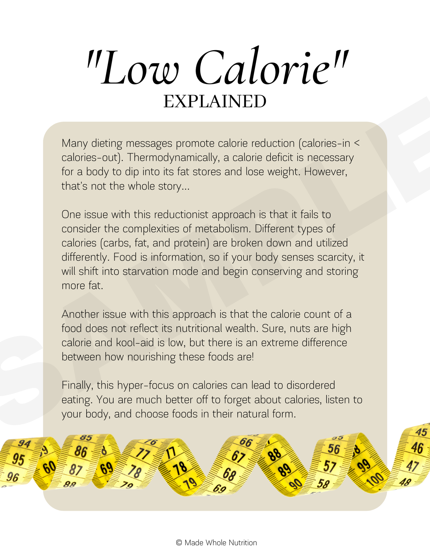 "Low Fat" Explained Handout — Functional Health Research + Resources ...