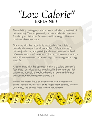 "Low Fat" Explained Handout — Functional Health Research + Resources ...