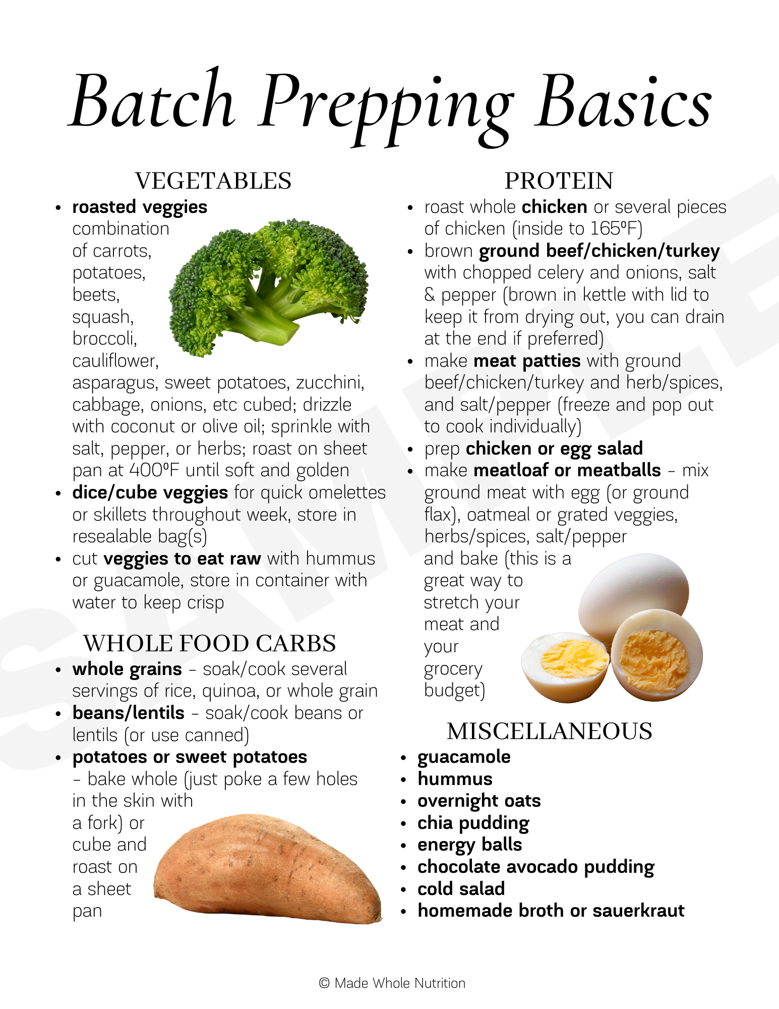 Batch Prep Meal Blueprint Handout — Functional Health Research ...