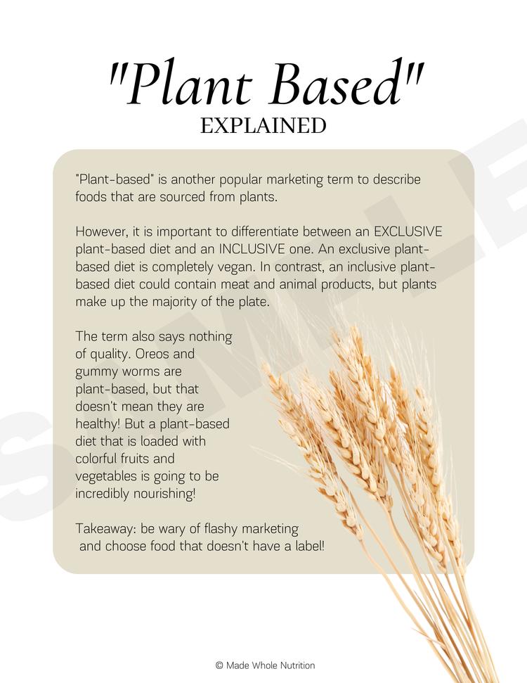 "Plant-Based" Explained Handout — Functional Health Research ...