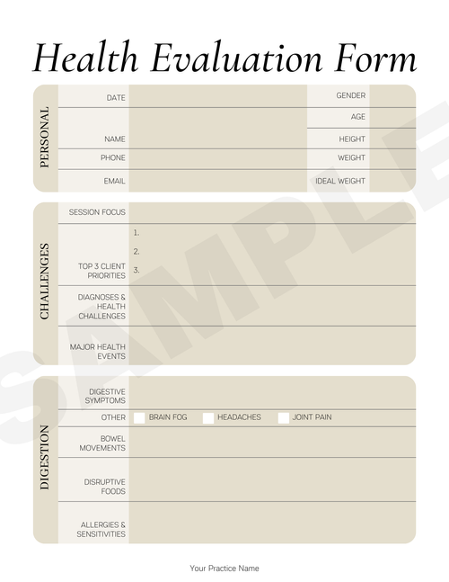 Nutritional Protocol Form — Functional Health Research + Resources ...