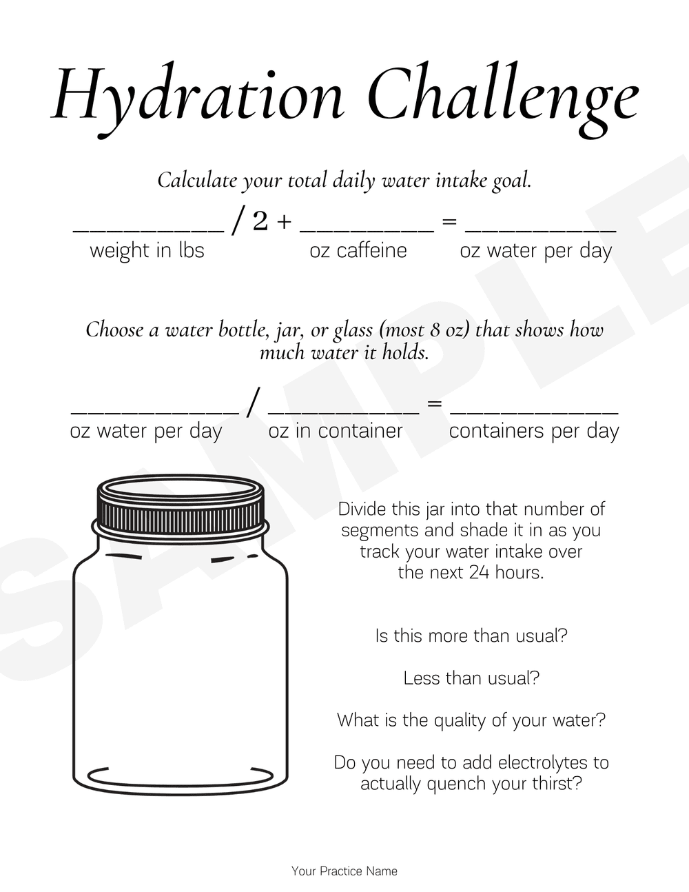 Dehydration Handout — Functional Health Research + Resources — Made ...