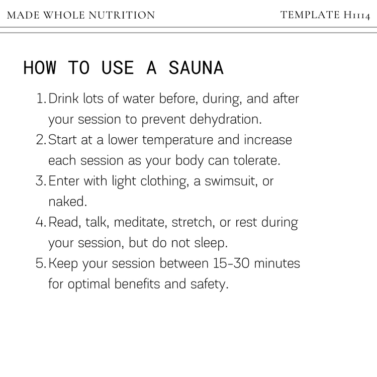 HOW TO USE A SAUNA — Functional Health Research + Resources — Made ...