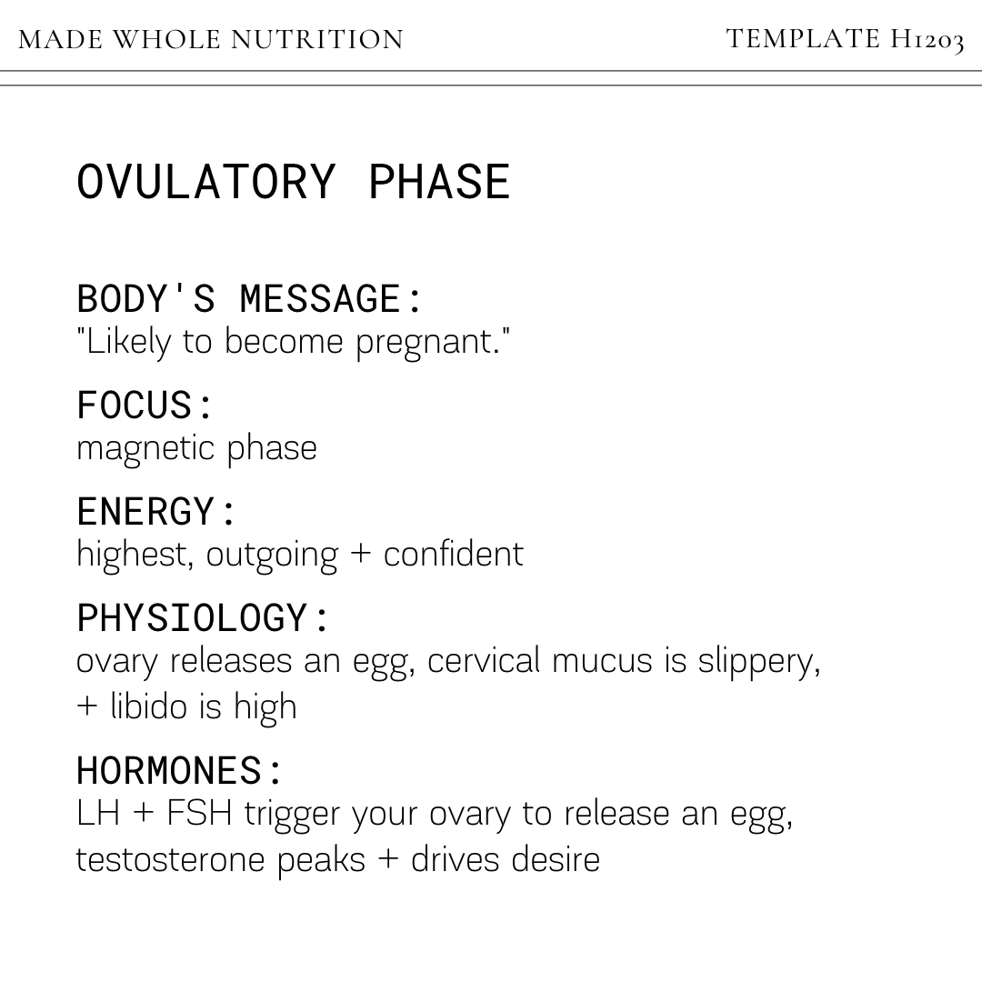 OVULATORY PHASE Cycle Syncing Guide — Functional Health Research ...