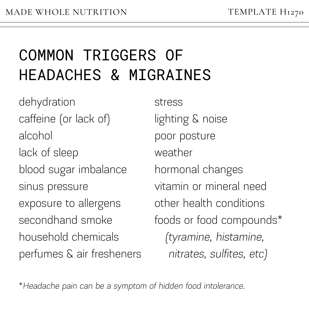 Most Common Food Triggers of Headaches and Migraines — Functional ...