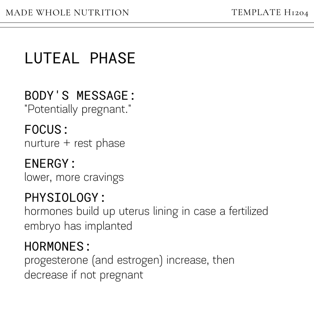 LUTEAL PHASE Cycle Syncing Guide — Functional Health Research ...