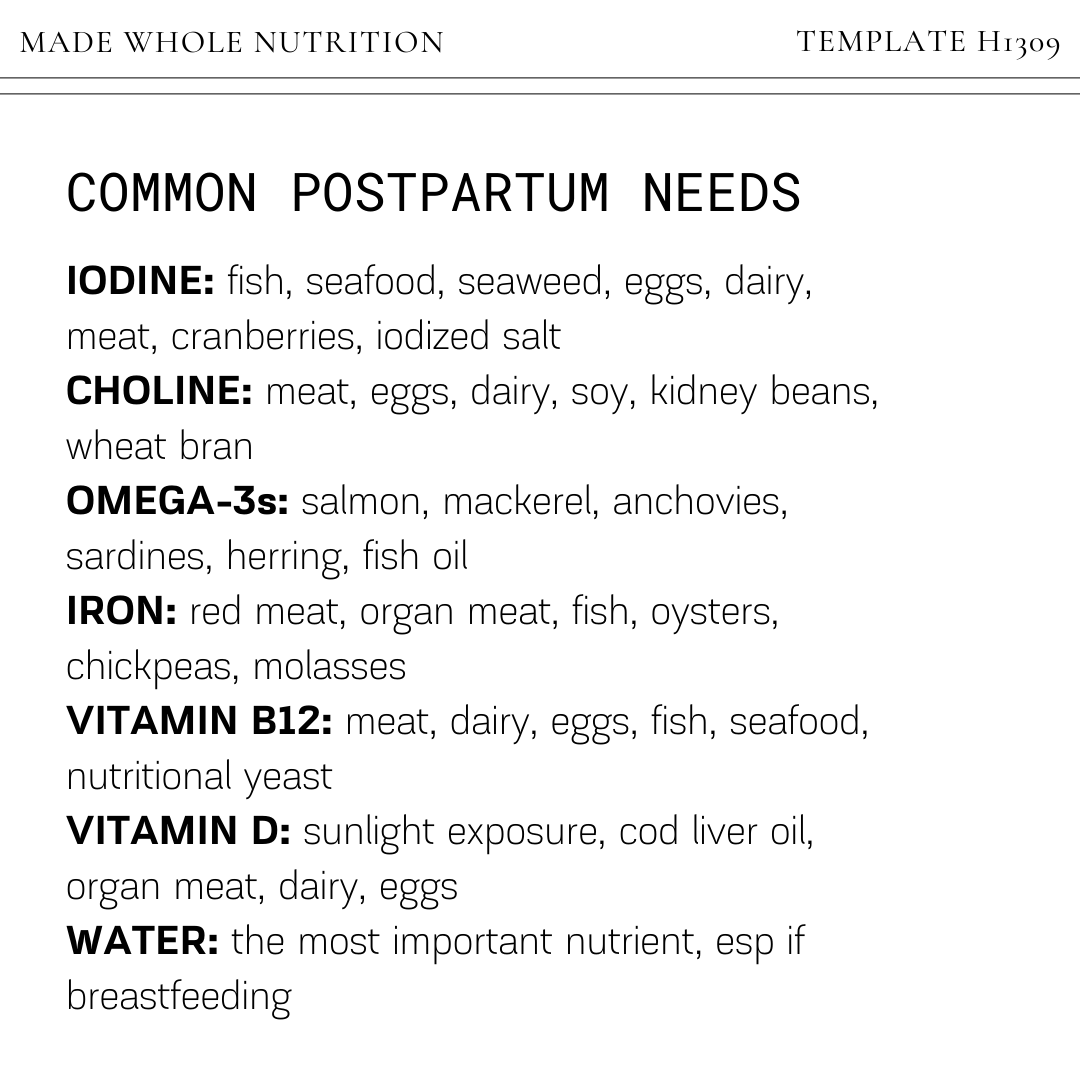 POSTPARTUM NUTRITION: the most common nutrient needs after pregnancy ...