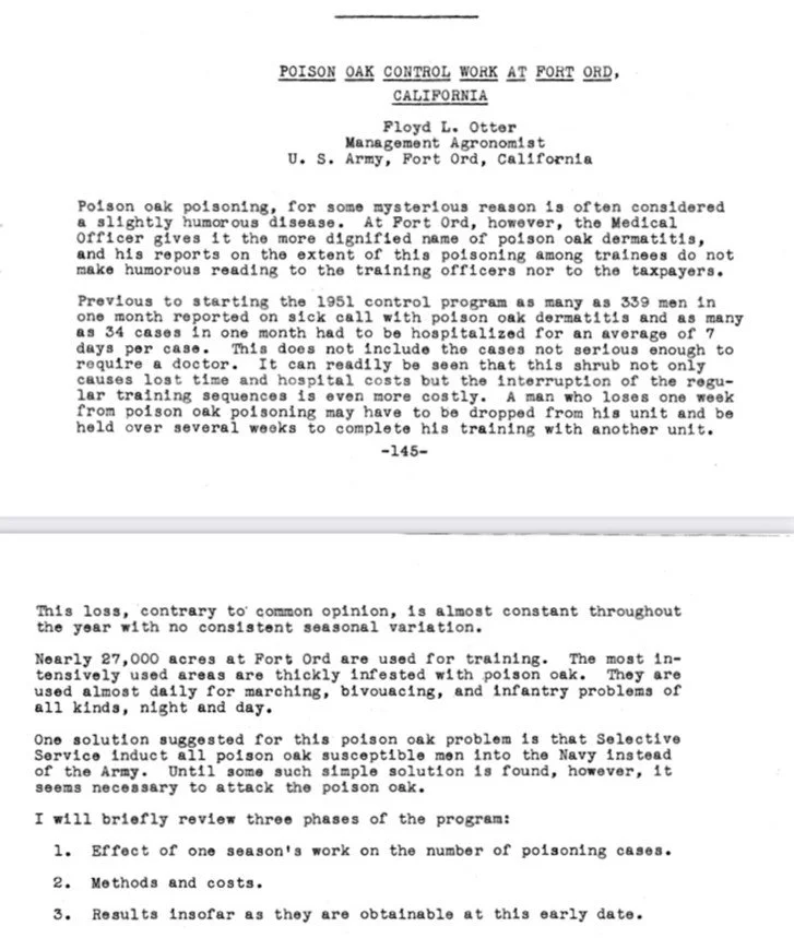 Evidence of toxic herbicide use including Agent Orange at Fort Ord, CA ...