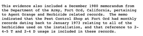 Evidence of toxic herbicide use including Agent Orange at Fort Ord, CA ...