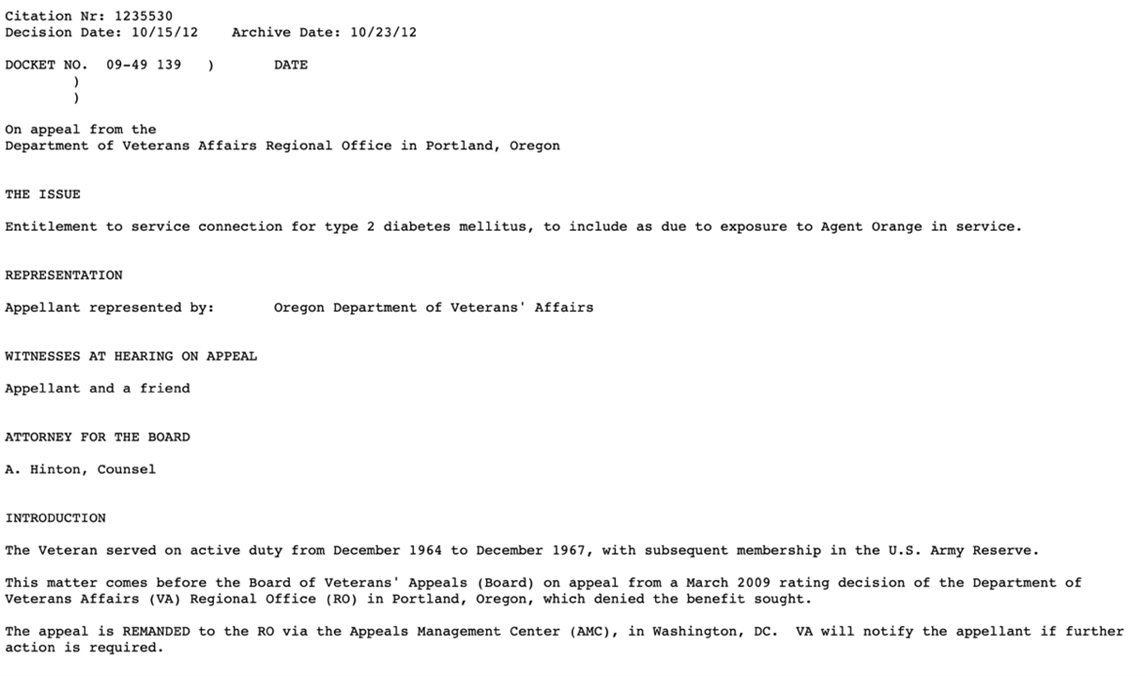 Evidence of toxic herbicide use including Agent Orange at Fort Ord, CA ...