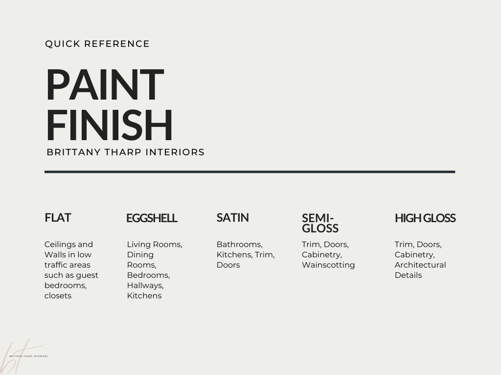 Paint Finish Guide — Brittany Tharp Interiors