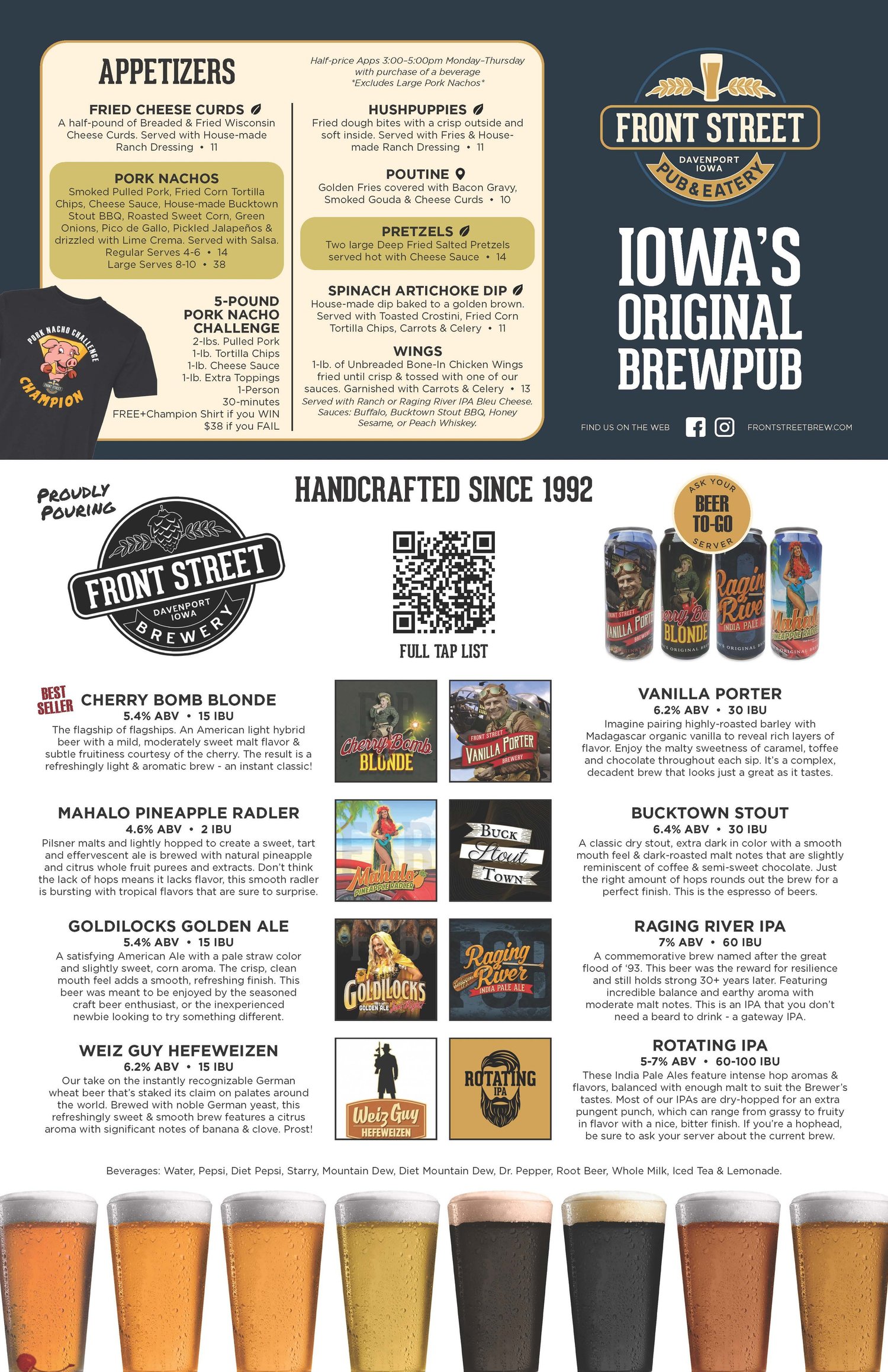 Front Street Pub & Brewery Menu — Front Street | Davenport | Iowa's ...