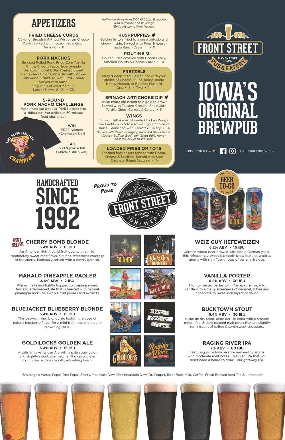 Front Street Pub & Brewery Menu — Front Street | Davenport | Iowa's Oldest Brewpub