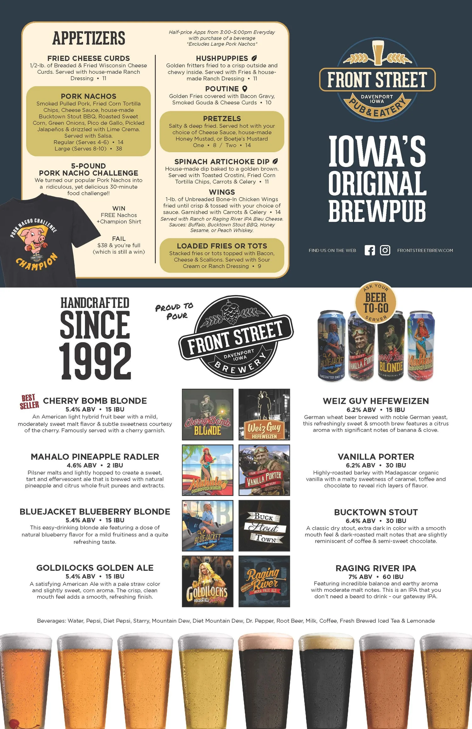 Front Street Pub & Brewery Menu — Front Street | Davenport | Iowa's ...