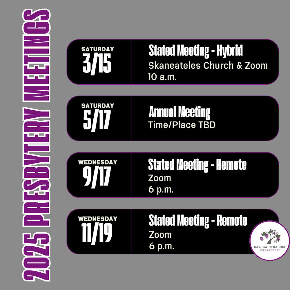 Stated Meetings — Presbytery of Cayuga-Syracuse