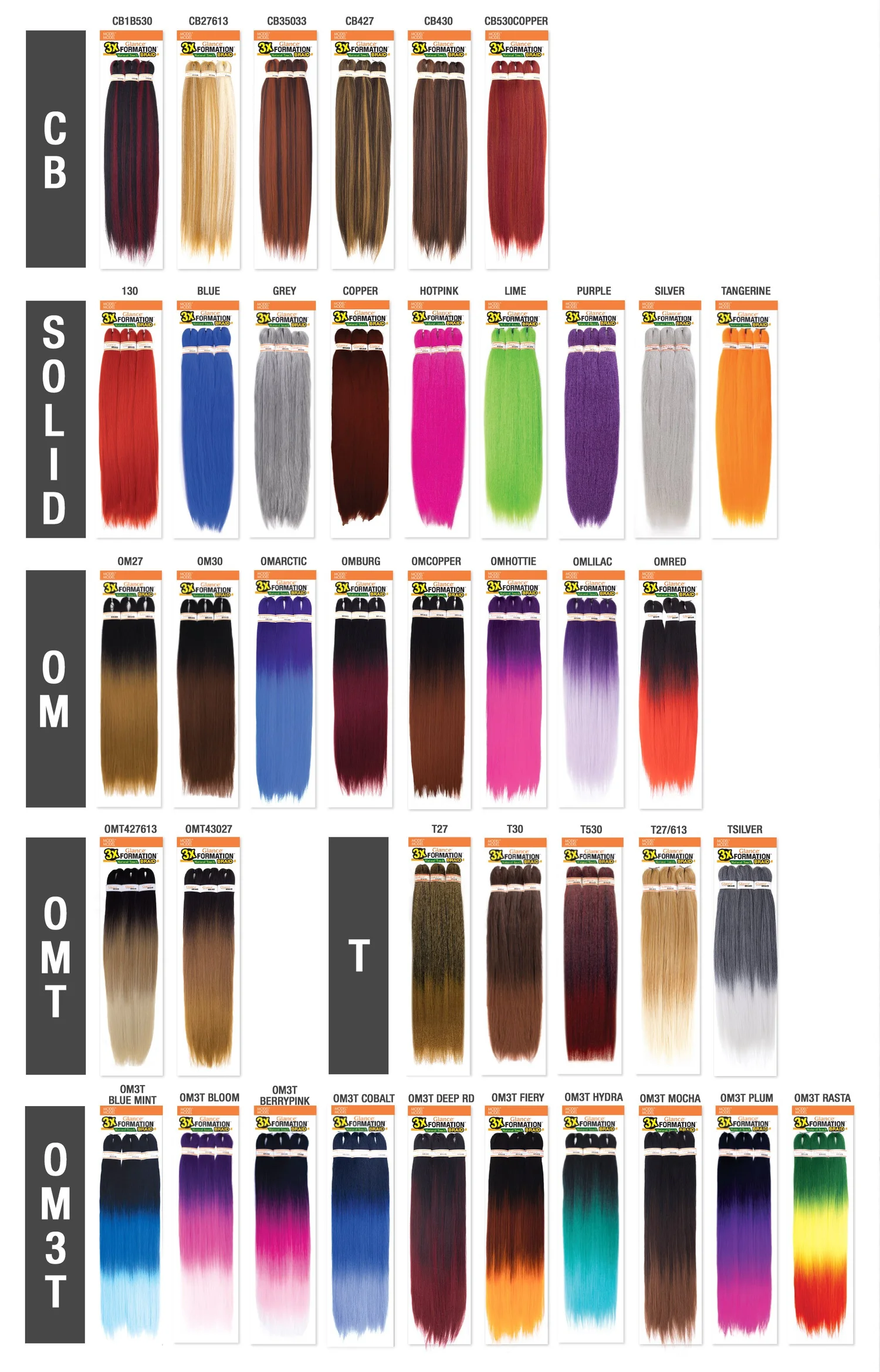 3X FORMATION NATURAL TOUCH BRAID 30" — MODELMODEL
