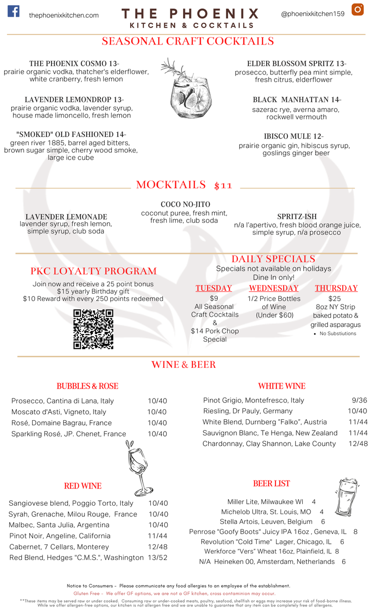 Homer Glen Restaurants — The Phoenix Kitchen & Cocktails
