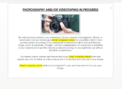 Photography Signage / Disclaimer — The Office Management Group