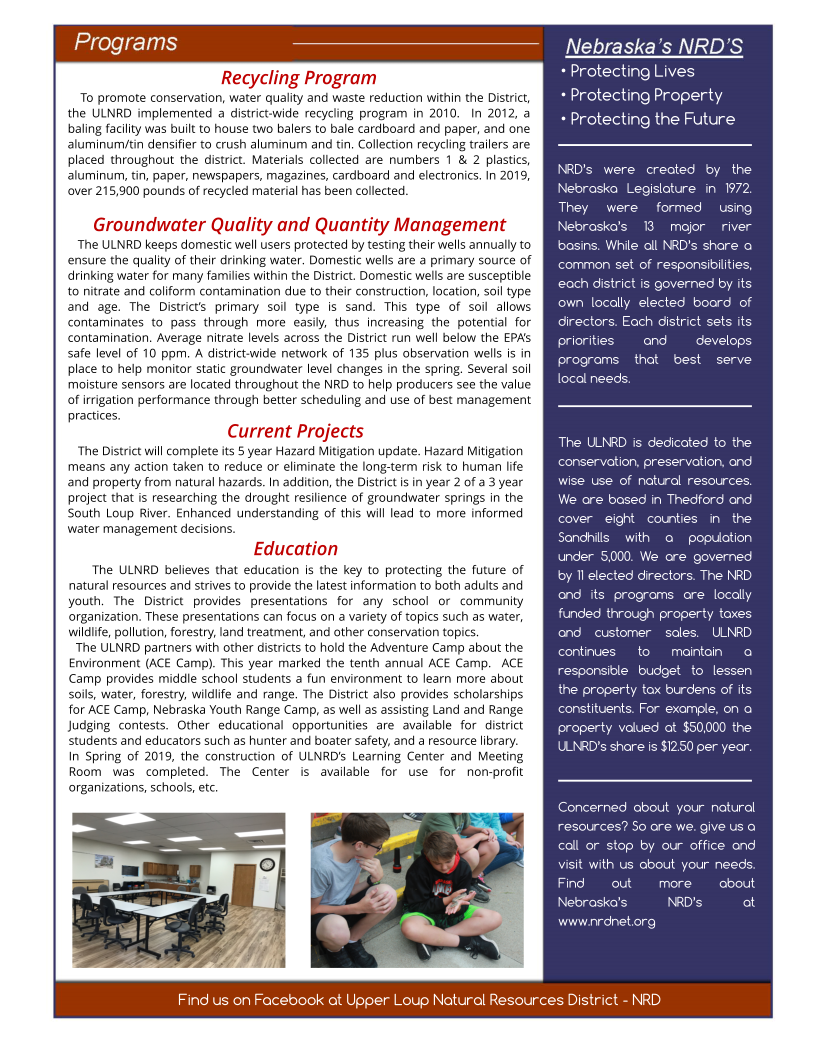 ULNRD Fact Sheet — Upper Loup Natural Resources District