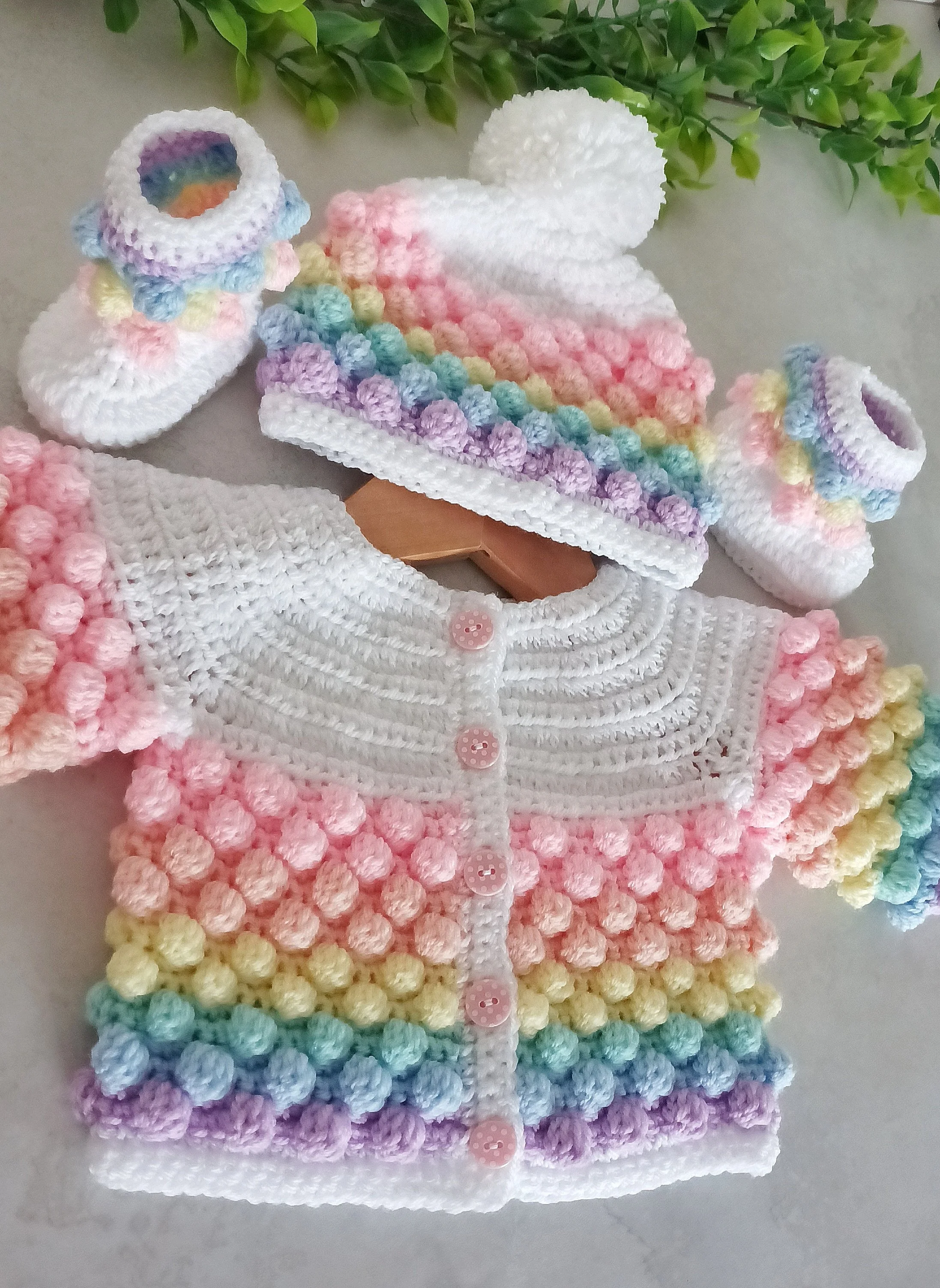 Preemie Bobbles Cardigan set — Baby Crochet Designs