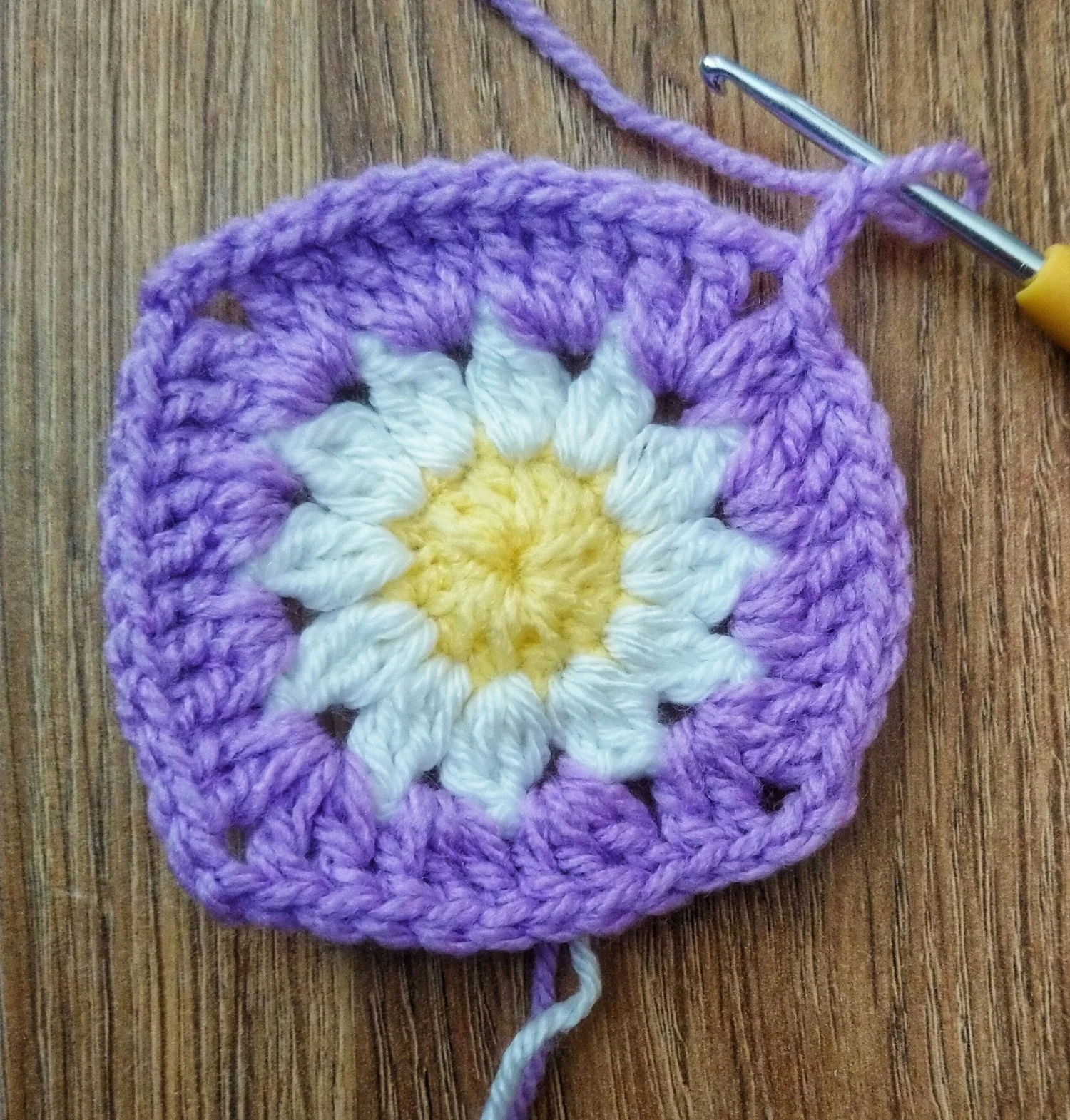 free crochet pattern for daisy alpine granny square — Baby Crochet Designs