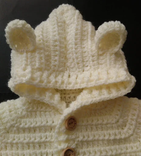 Bear hooded jacket free crochet pattern — Baby Crochet Designs