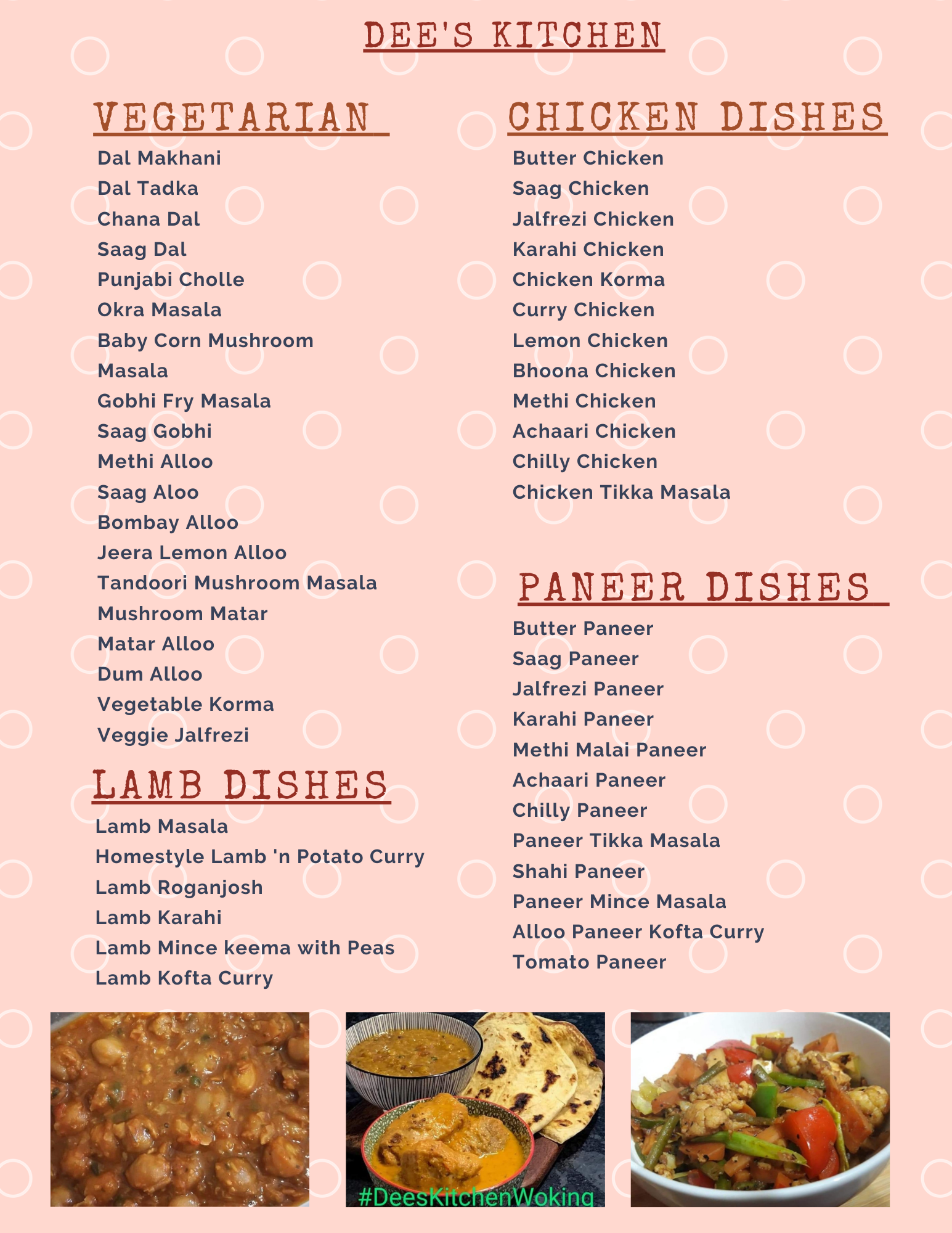 Menus — Dee's Kitchen