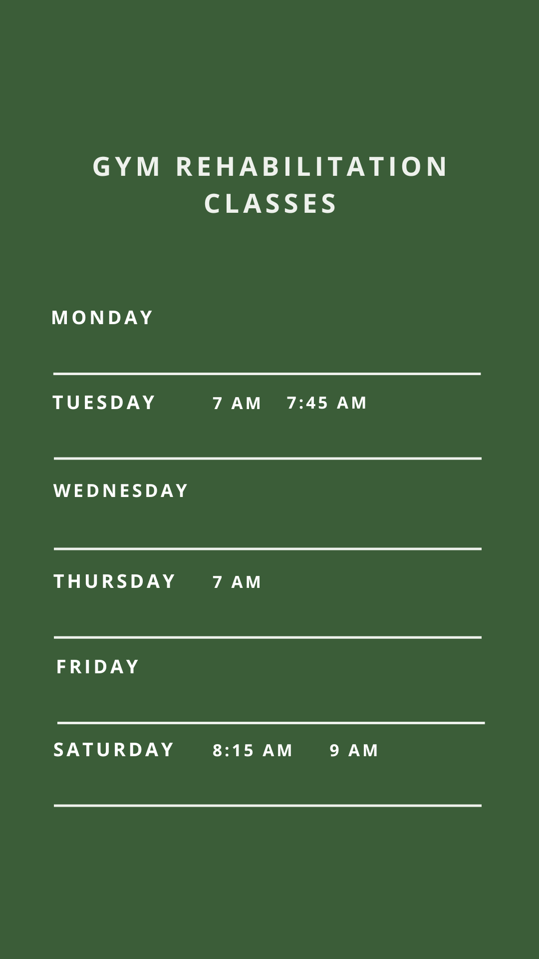 Gym Classes — The Physio Society