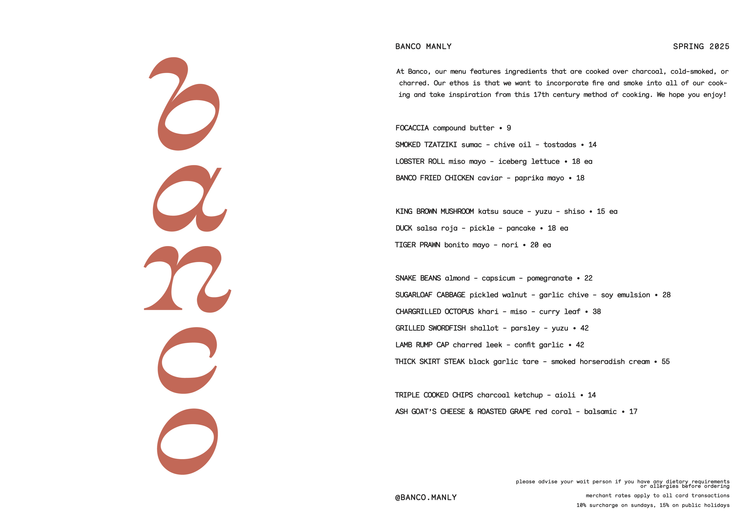 Menu — BANCO MANLY