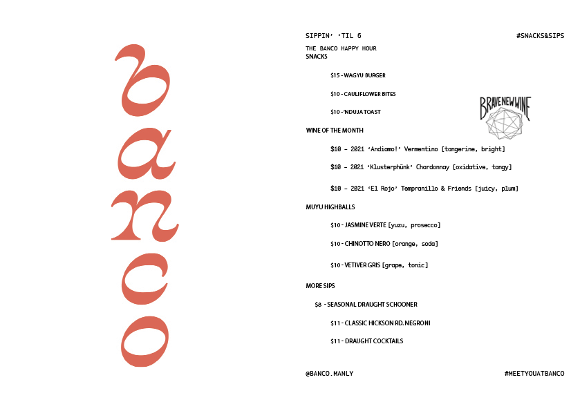 Menu — BANCO MANLY