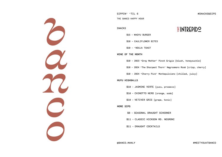 Menu — BANCO MANLY