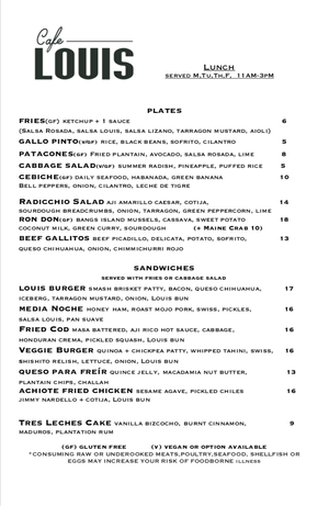 Menus — Cafe Louis