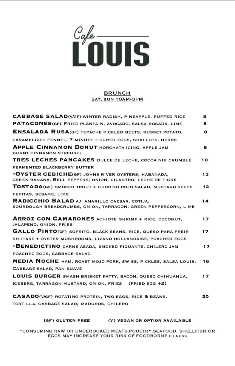 Menus — Cafe Louis