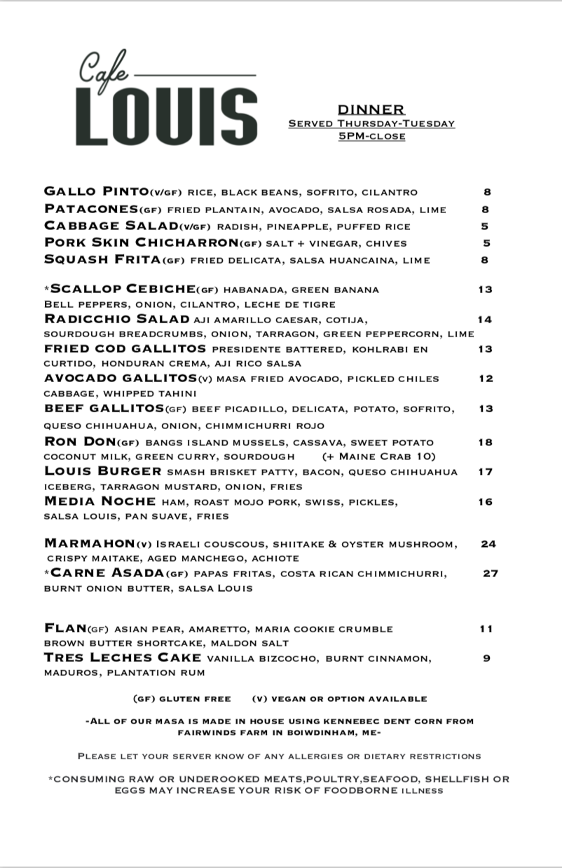 Menus — Cafe Louis