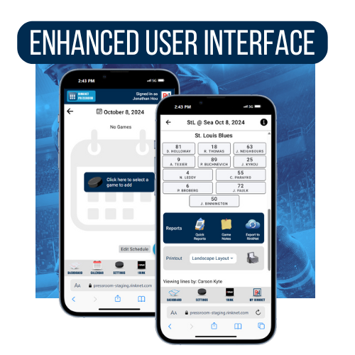 NEW PRESSROOM RELEASE with GAME REPORTS BUILT-IN — RinkNet