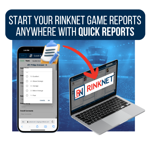 NEW PRESSROOM RELEASE with GAME REPORTS BUILT-IN — RinkNet