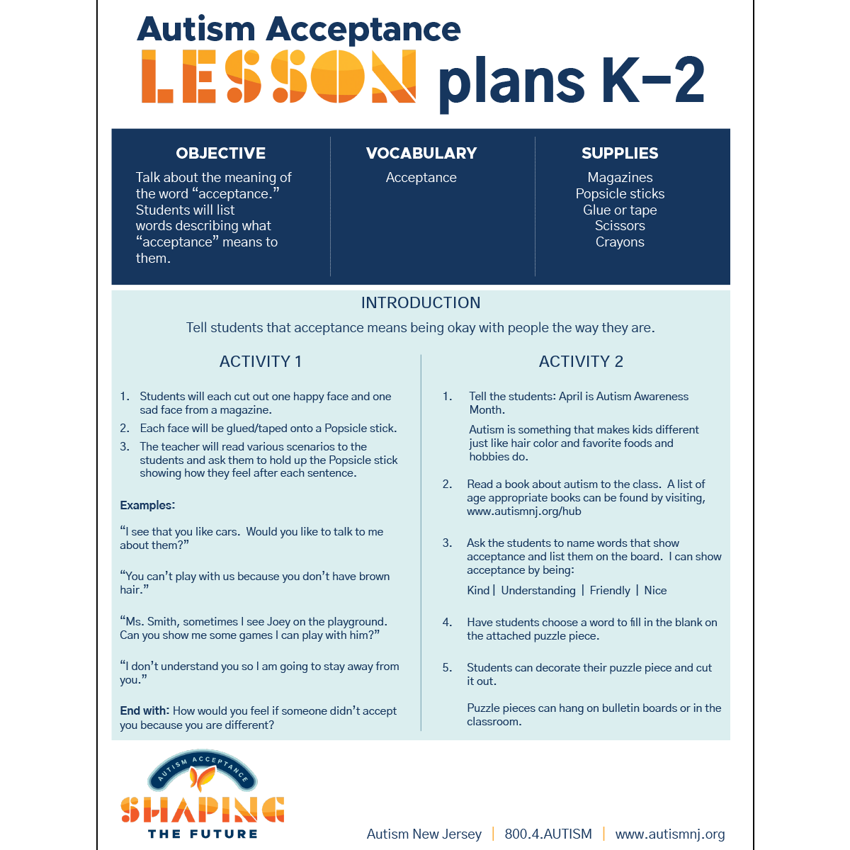 Build acceptance in your classroom — Autism NJ Ambassador