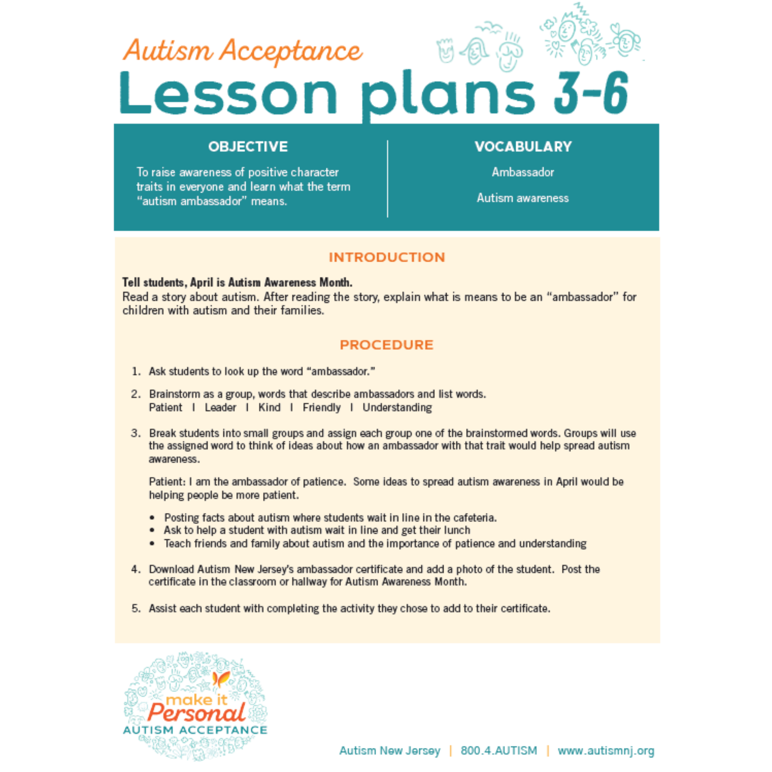 Build acceptance in your classroom — Autism NJ Ambassador