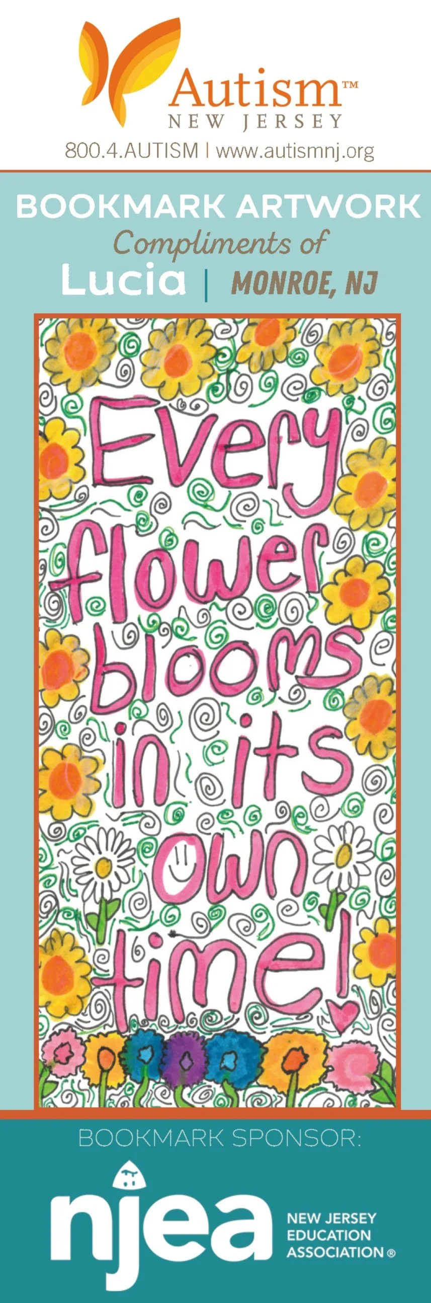Congrats, Lucia! Winner of 2023 Autism NJ Bookmark Contest! — Autism NJ ...