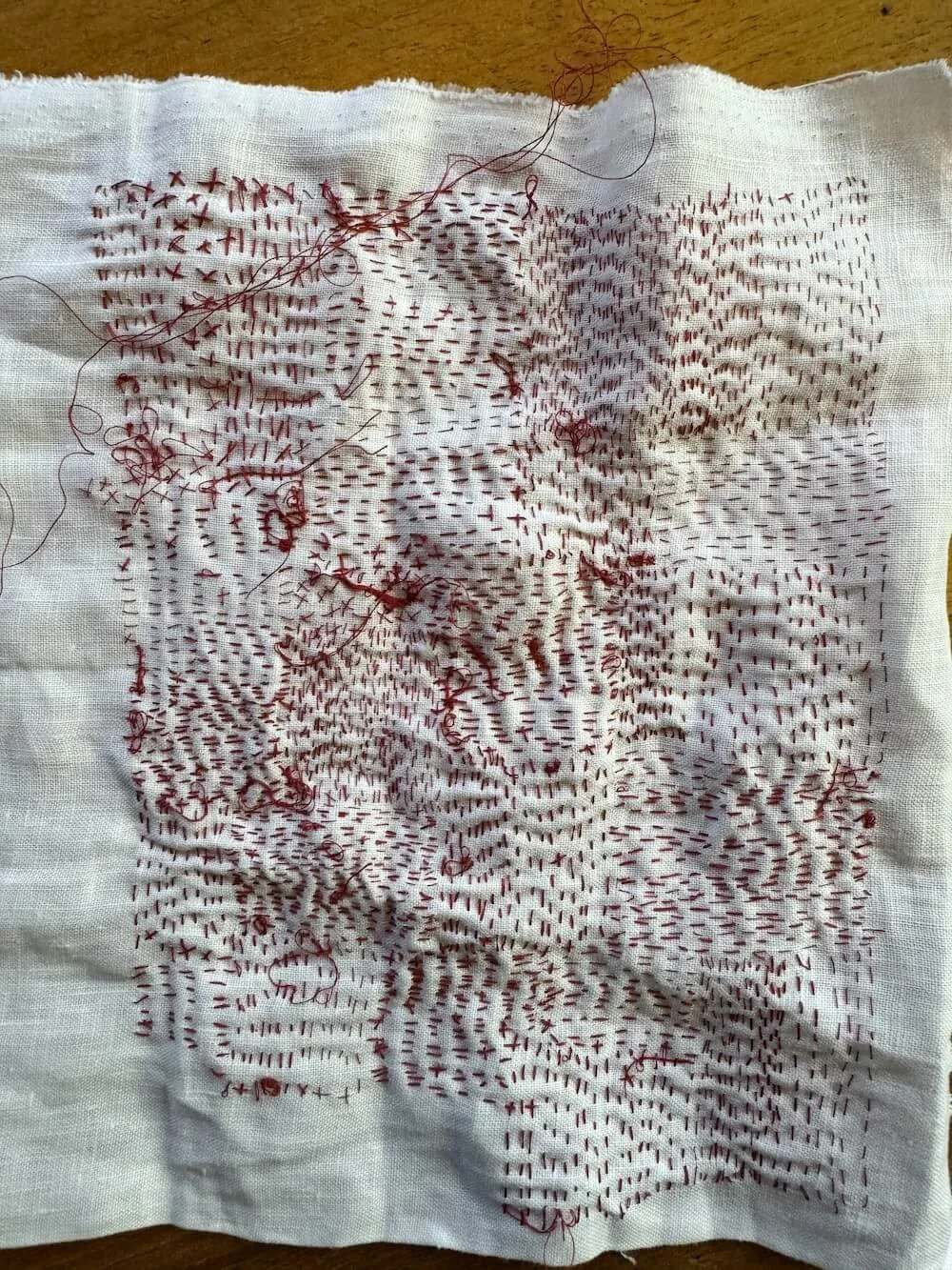 red thread stitching practise — petalplum