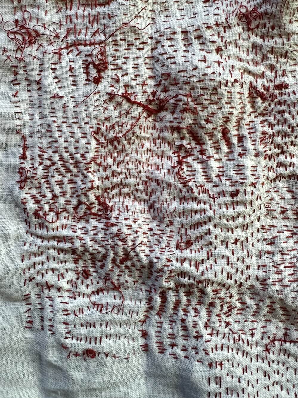 red thread stitching practise — petalplum