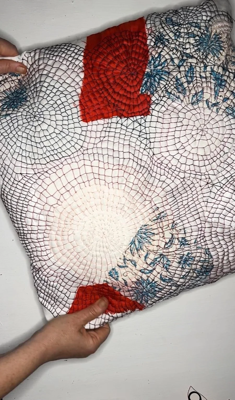 a spiderweb stitch cushion cover — petalplum