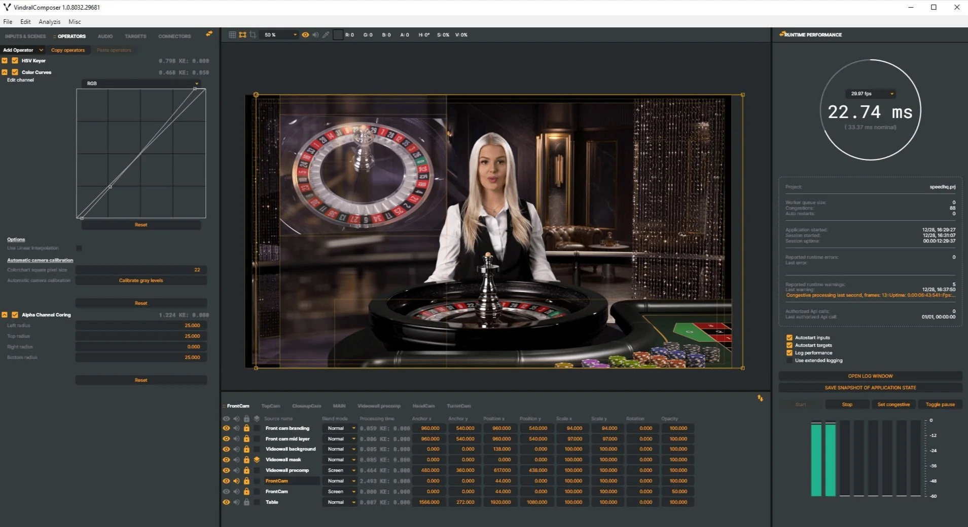 Live video compositing, camera switching, and encoding for immersive ...
