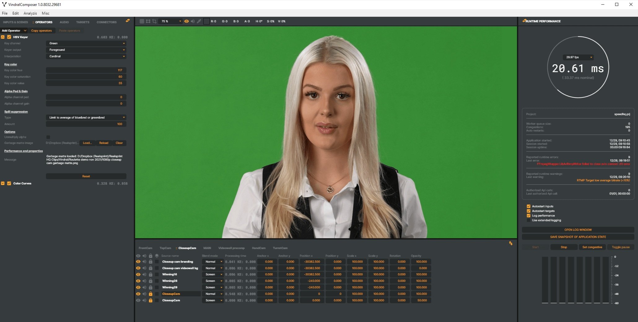Live video compositing, camera switching, and encoding for immersive ...