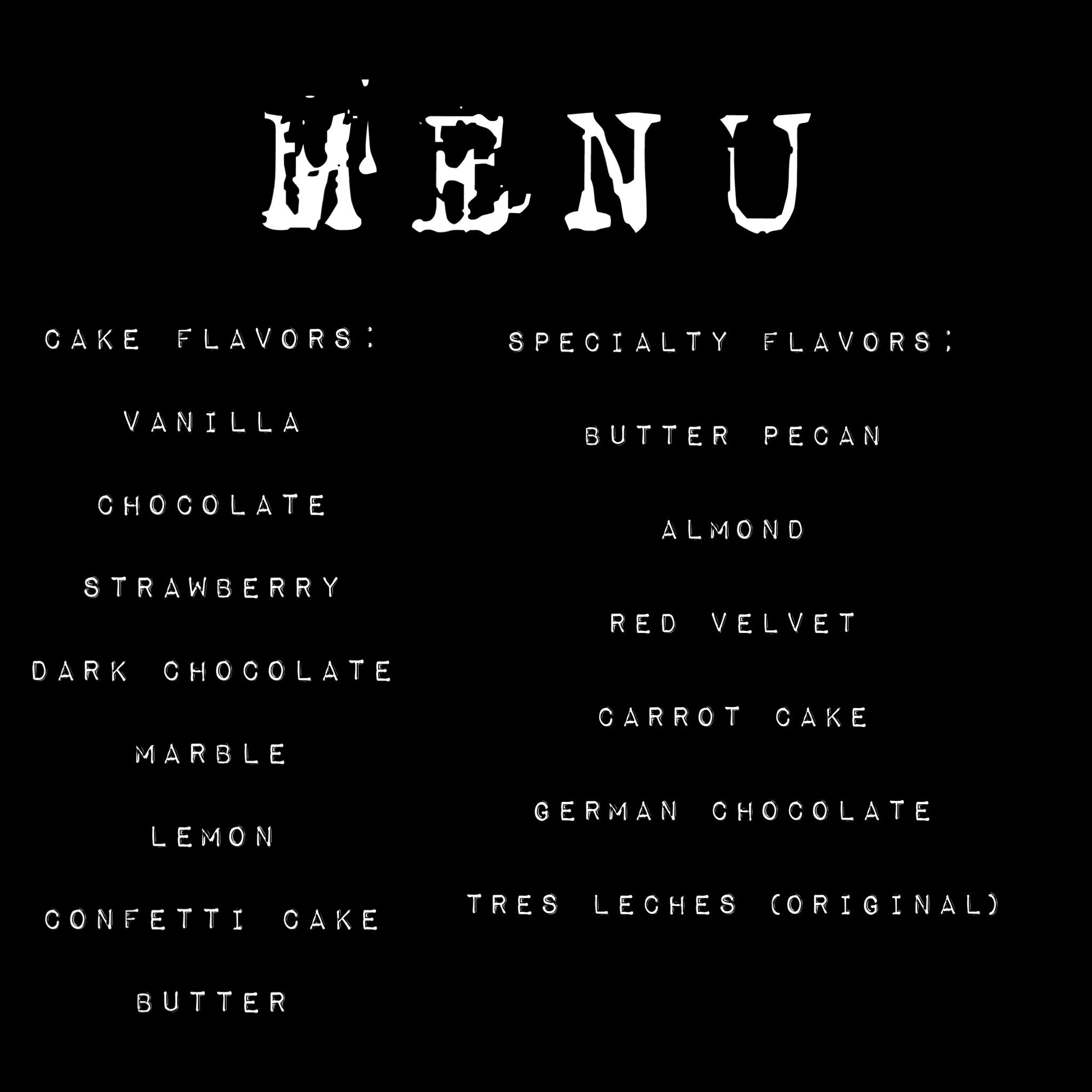 Menu — Cake Life Co