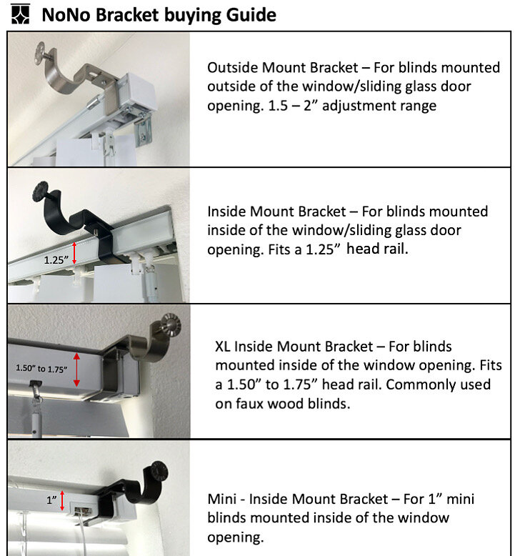 No Drill Brackets - Hang curtains over blinds, sliding glass door ...