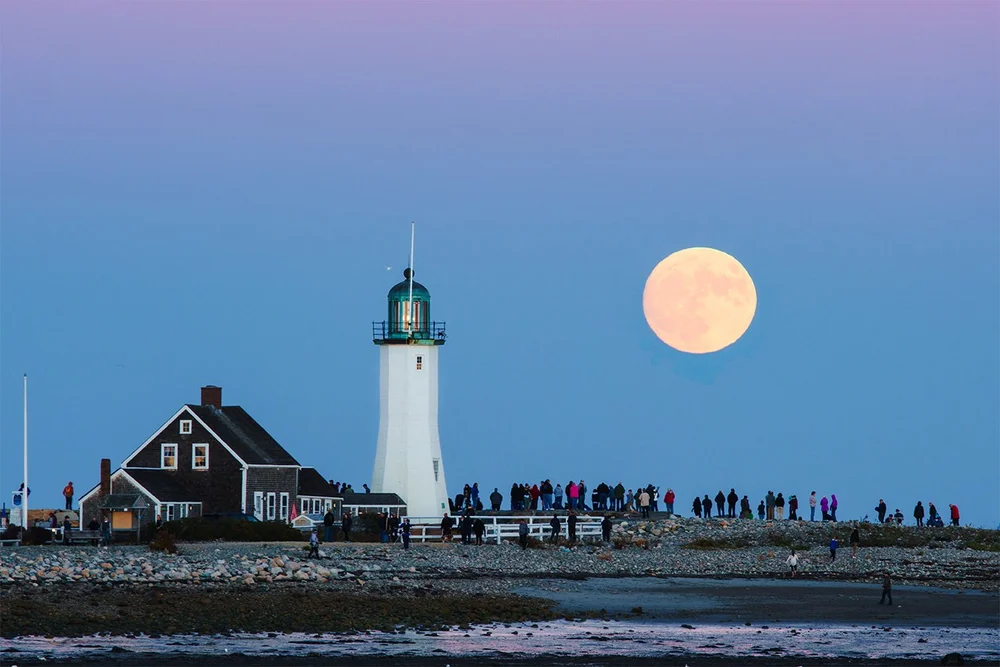Scituate Lighthouse: Sunset & Moonrise — BlueHour Photo Ventures