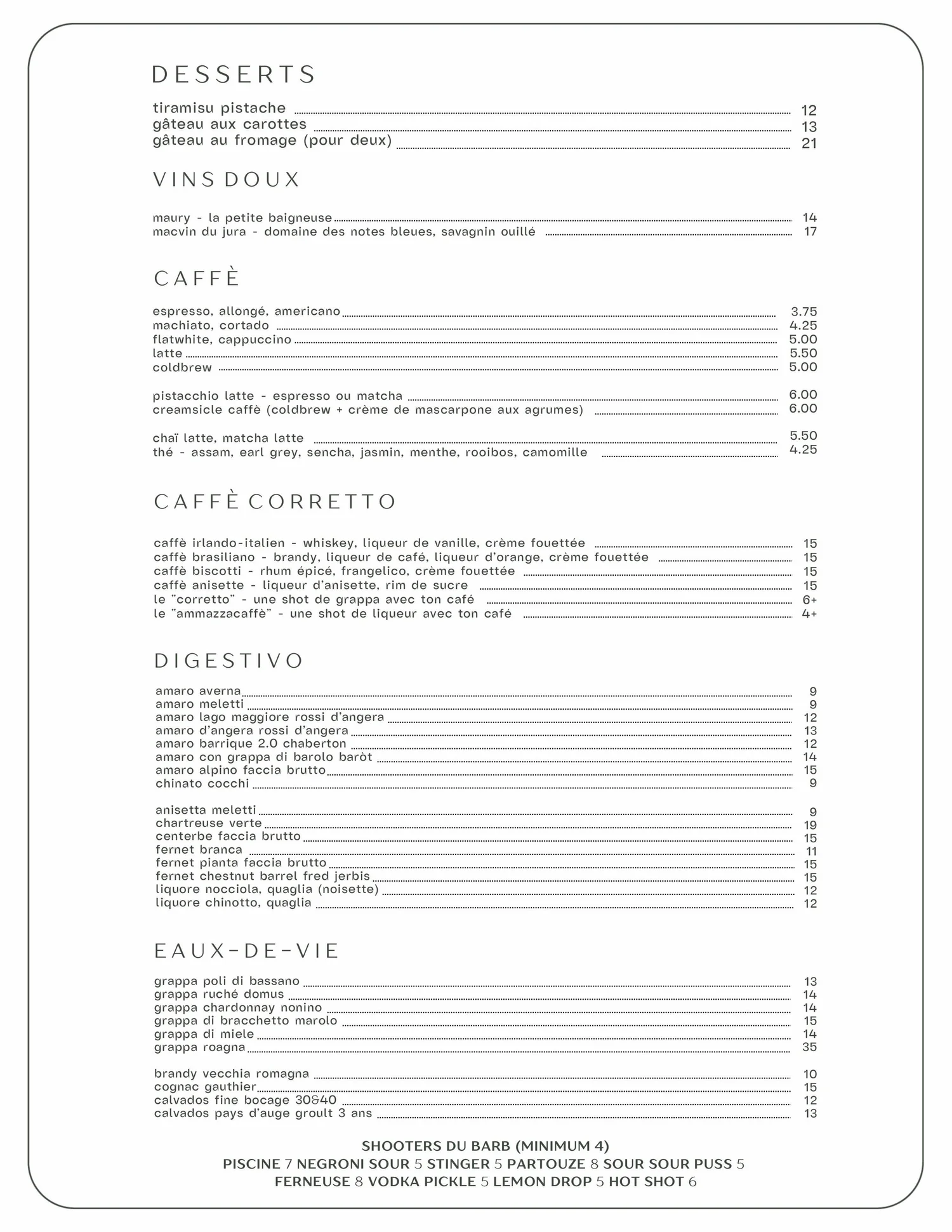 menu dej/lunch — Bar Bara