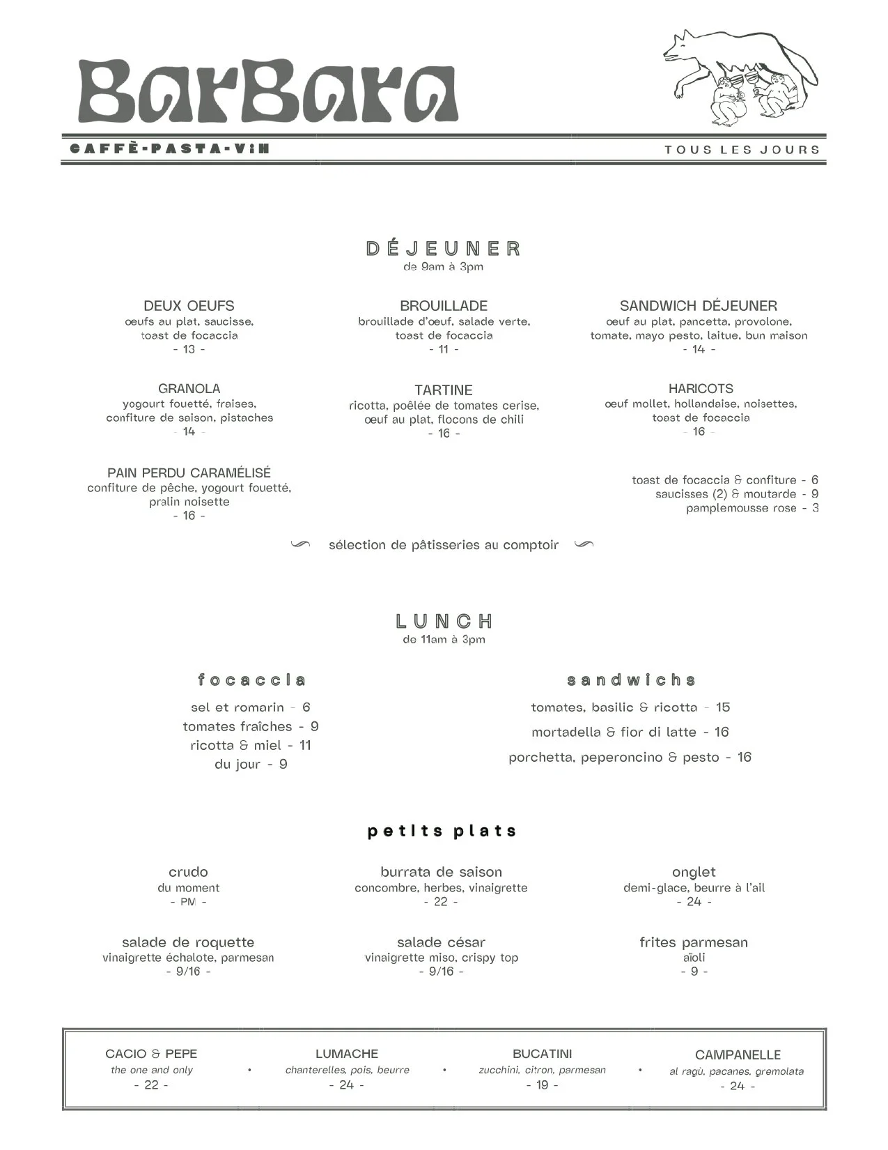 menu dej/lunch — Bar Bara